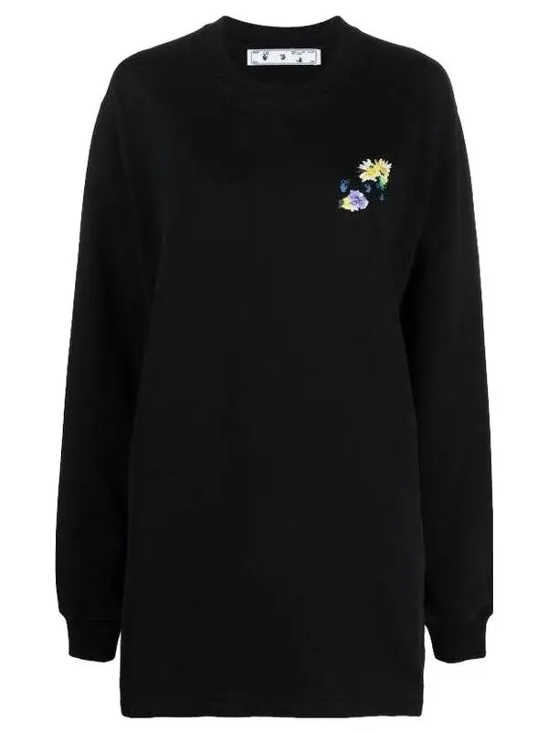 Off-White Arrows Print Sweatshirt Dress - Black
