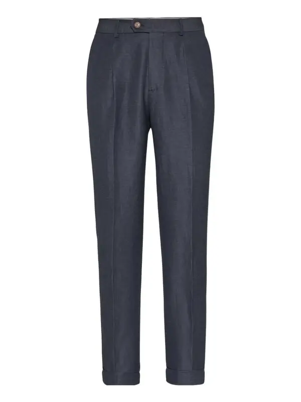 Brunello Cucinelli Tailored Tapered-leg Trousers - Dark Gray