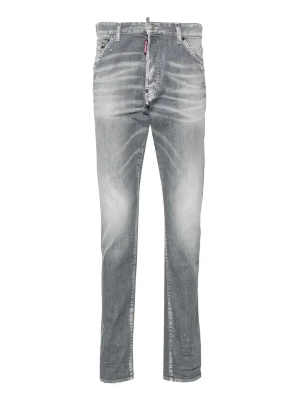 Dsquared2 Logo Patch Distressed Jeans - Gray