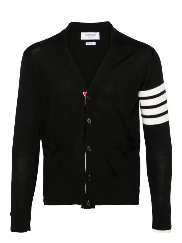 Thom Browne 4-bar V-neck Cardigan - Black