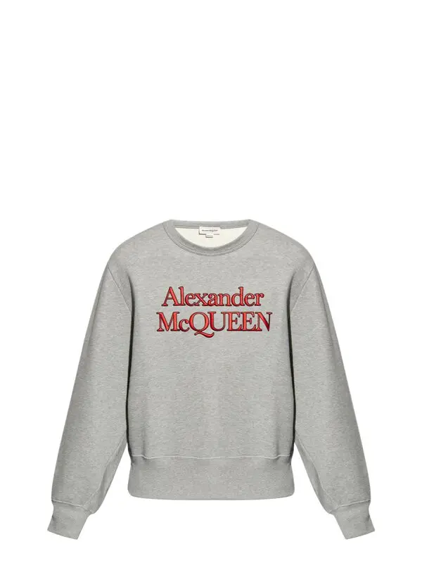 Alexander McQueen Logo Embroidered Crewneck Sweatshirt - Gray