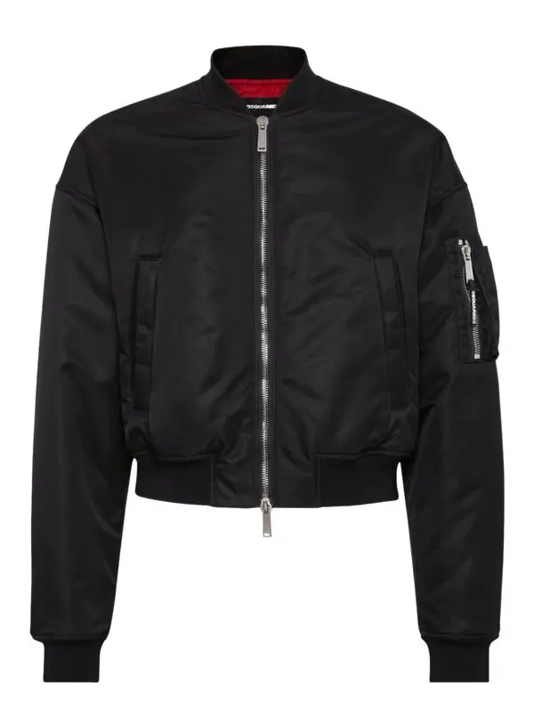 Dsquared2 Zip-up Bomber Jacket With Ribbed Details - Black