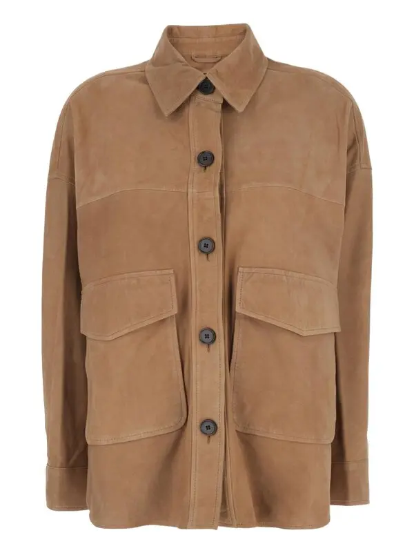 ARMA Suede Button Patch Pocket Jacket - Mocha