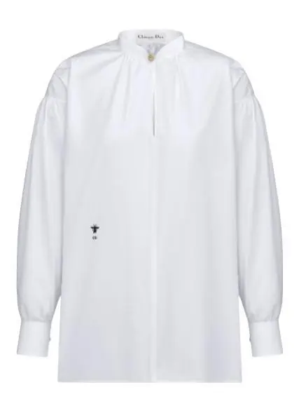 Dior Long-sleeve Mandarin Collar Shirt - White