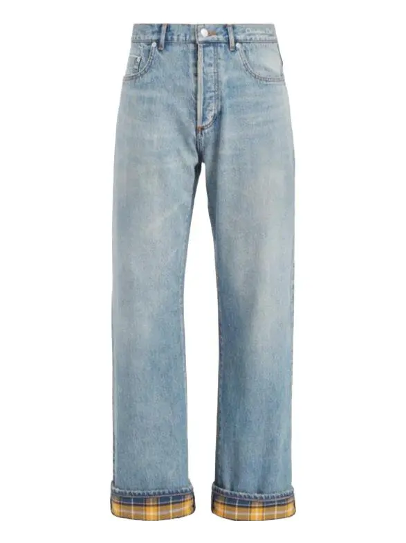 Dior Logo Patch Straight-leg Jeans - Blue