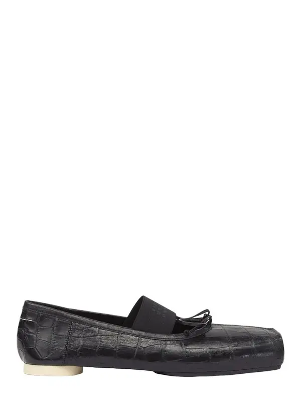 MAISON MARGIELA Square Toe Crocodile-embossed Ballet Flats - Black