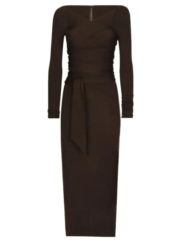 Dolce & Gabbana Long-sleeve Wrap Dress With Waist Tie - Black