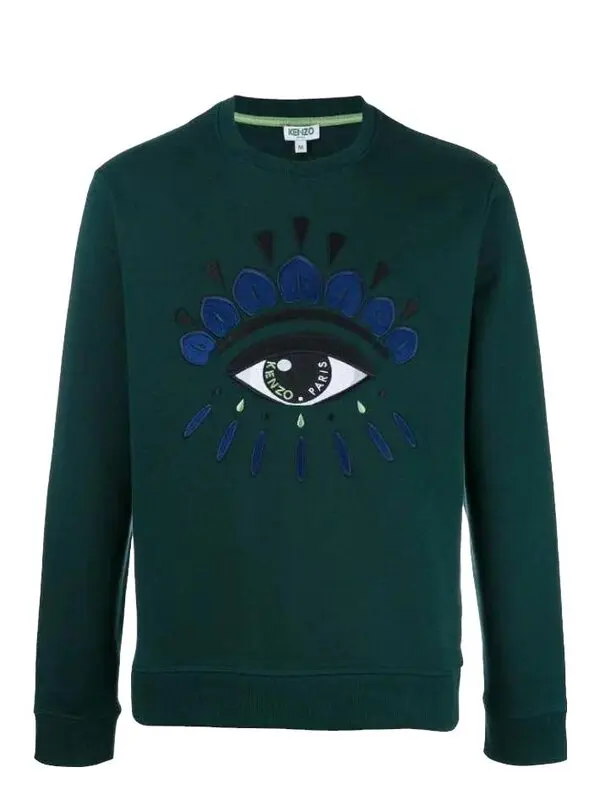Kenzo Eye Embroidered Crew Neck Sweater - Green