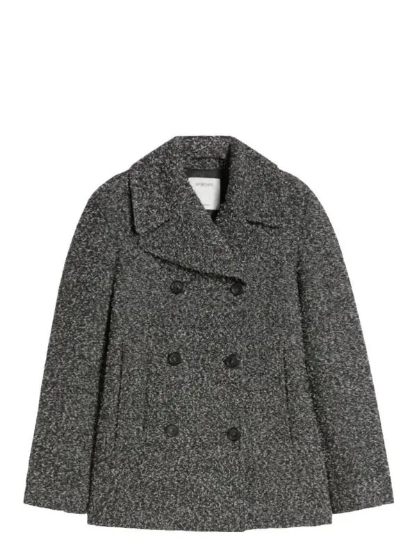 Sportmax Double-breasted Speckled Wool-blend Coat - Black