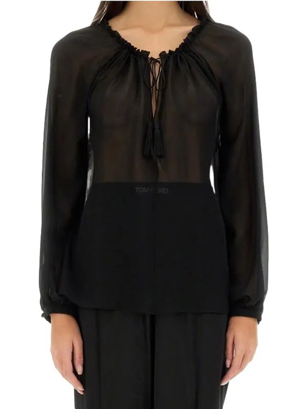 TOM FORD Gathered Top - Black