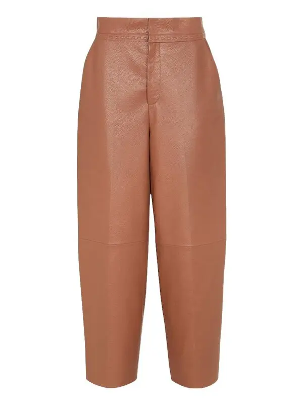 Fendi Tan Stitch Detailed Wide-leg Trousers - Brown