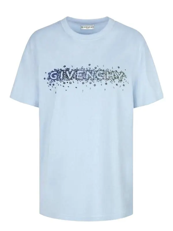 Givenchy Crystal Embroidered Logo T-shirt - Blue