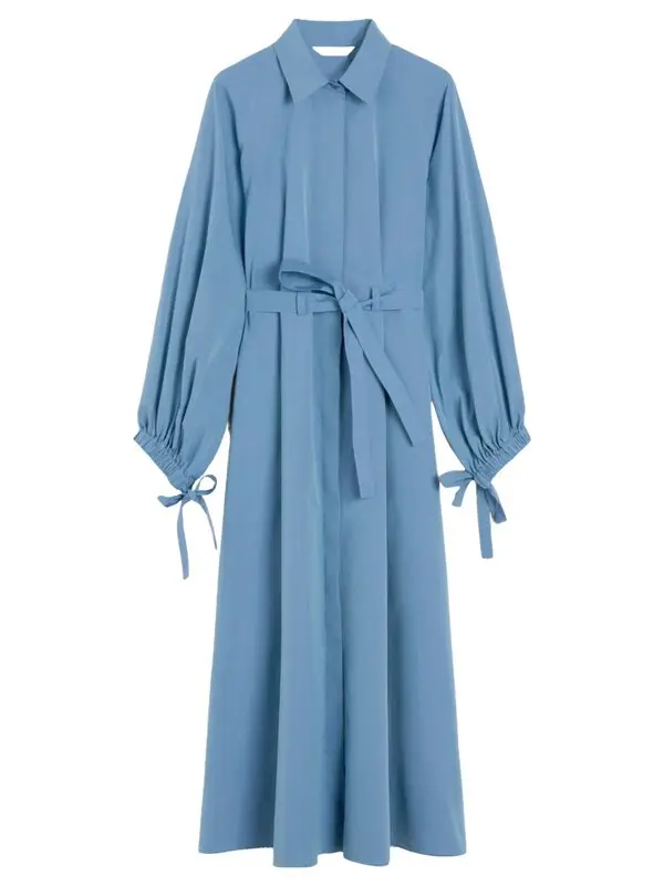 Max Mara Long Taffeta Shirt Dress - Blue