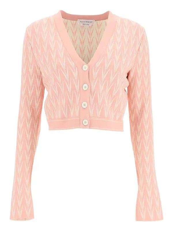 Alexander McQueen Abstract Pattern Knitted Short Cardigan - Pink