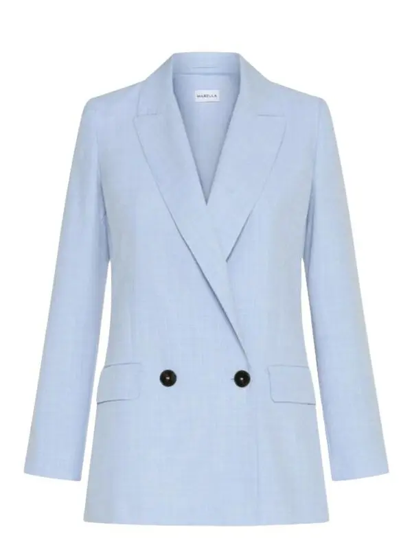 Marella Malfilé-look Stretch Canvas Blazer - Light Blue
