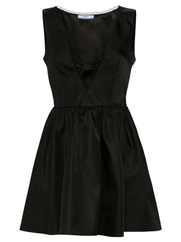 Prada Re-nylon Bow Detail Mini Dress - Black