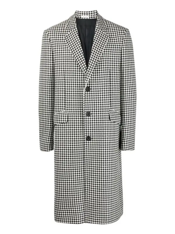 Alexander McQueen Houndstooth Single-breasted Coat - Gray