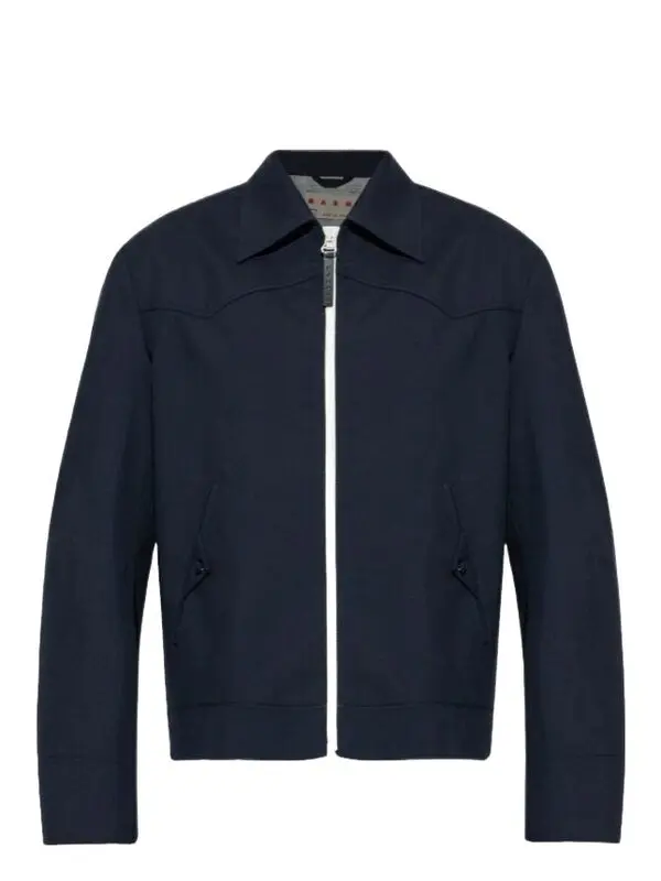 Marni Logo Patch Zip-up Jacket - Black