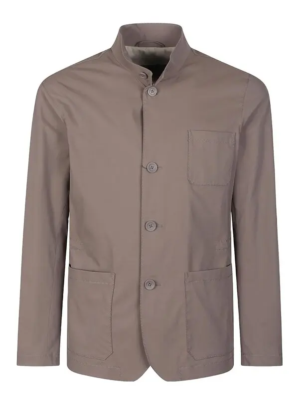 Herno Stand Collar Button-up Coat - Gray