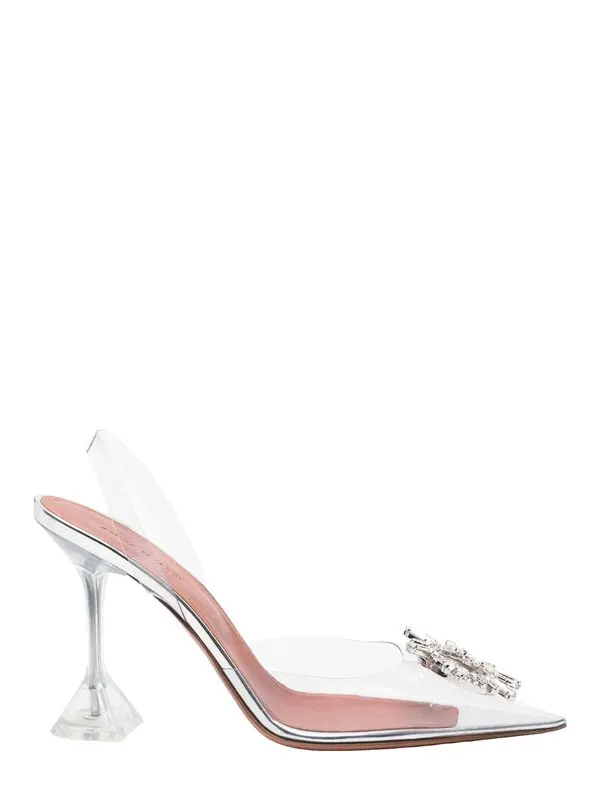 Amina Muaddi Embellished Slingback Sandals - White