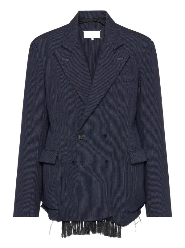 MAISON MARGIELA Wool Pinstripe Blazer - Blue