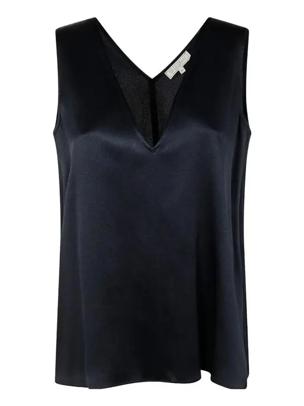 Antonelli Firenze Sleeveless V-neck Top With Bell-shaped Hem - Black