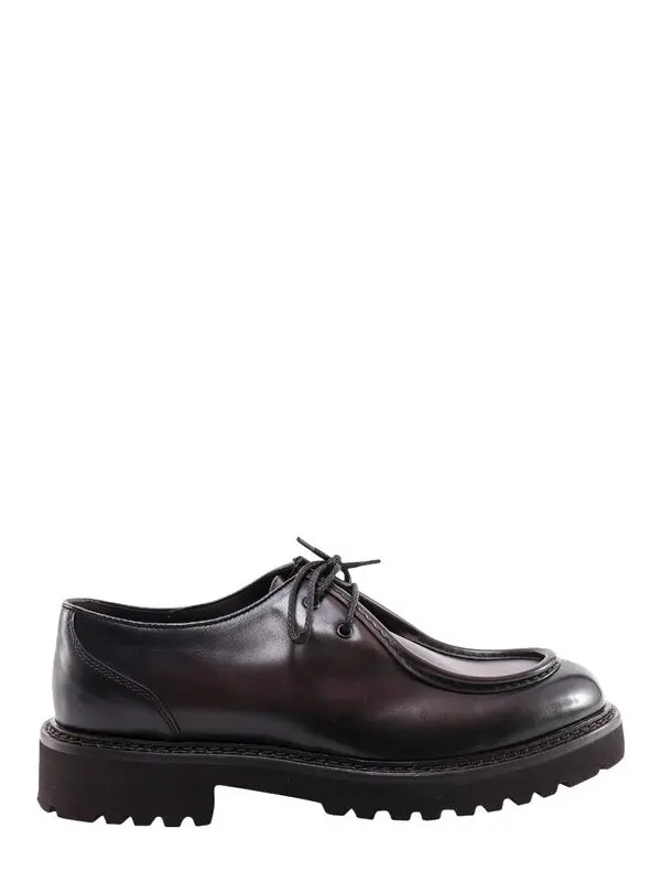 DOUCAL'S Two-hole Round-toe Lace-up Shoes - Black