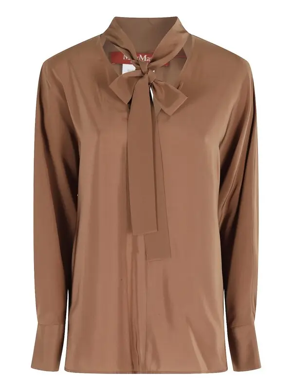 Max Mara Bow-collar Silk Blouse - Brown