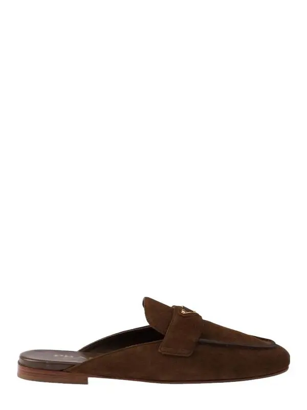Prada Triangle-logo Mules - Chocolate Brown