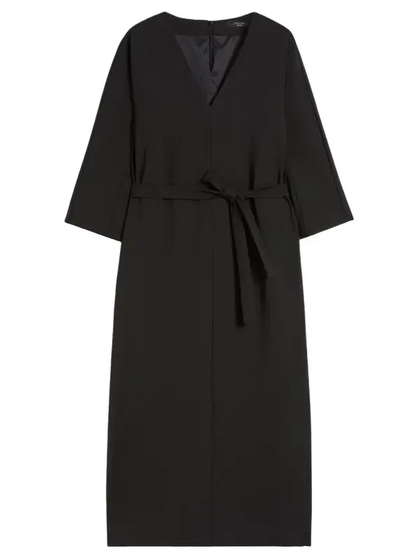 Max Mara V-neck Belted Midi Dress - Black