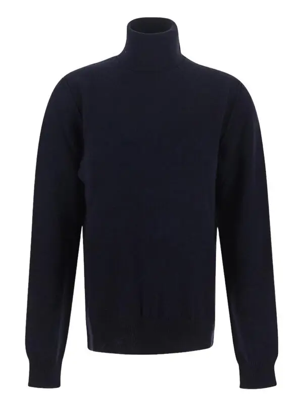 MAISON MARGIELA Navy Blue Logo Knitted Pullover - Black