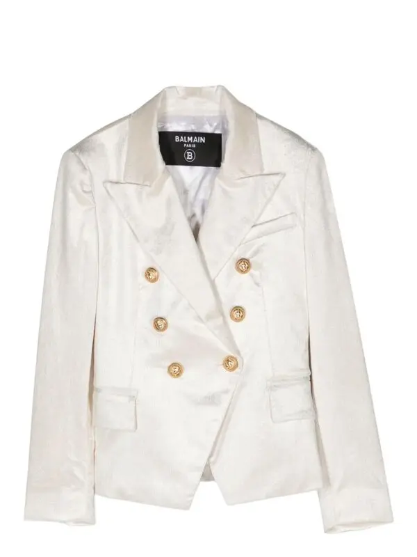 Balmain Double-breasted Corduroy Blazer - White