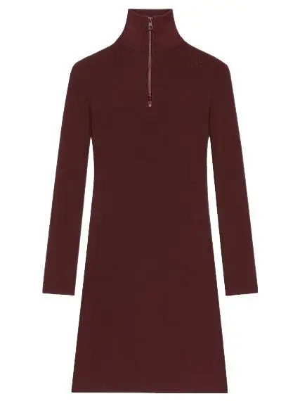 COURREGES Courrèges Zipped Mockneck Mini Dress - Burgundy Red