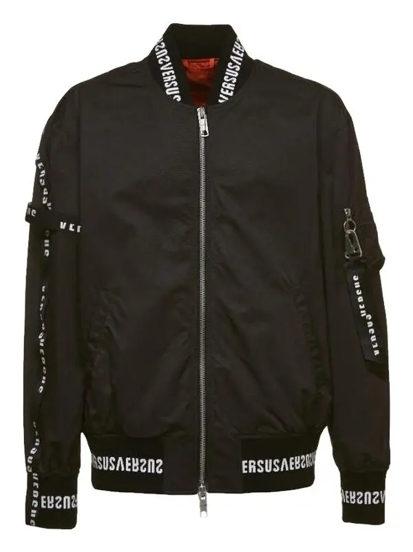 Versace Logo Detail Bomber Jacket - Black