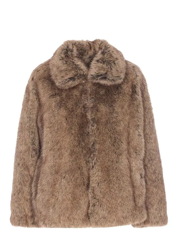 Liu Jo Faux Fur Jacket With Lapel Collar - Brown