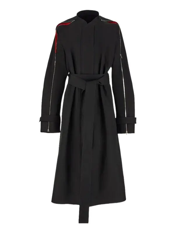 FERRAGAMO High-neck Belted Waist Coat - Black