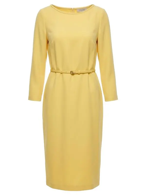 Gucci Cady Midi Dress With Belt - Yellow White