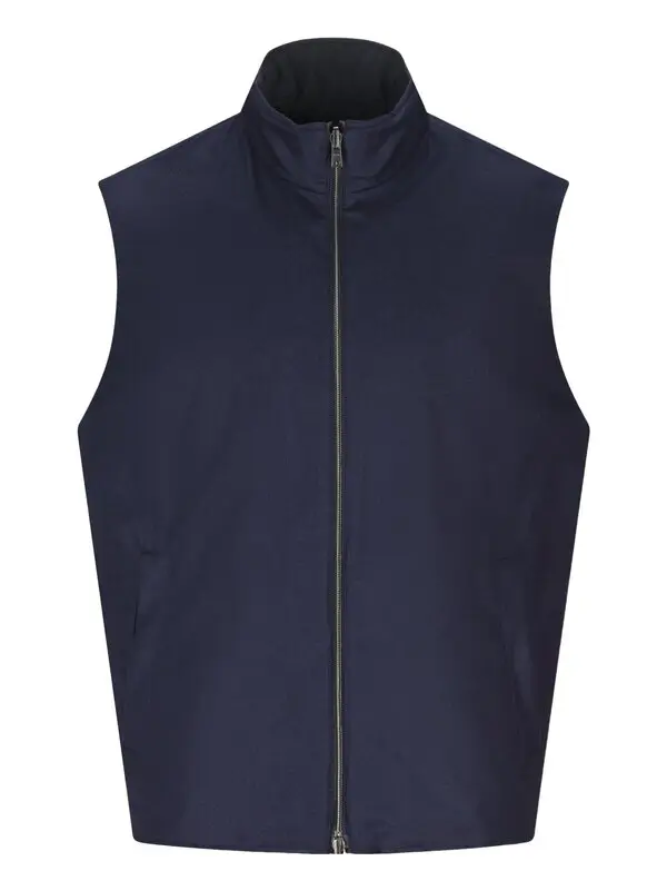 Herno Sleeveless Zip-up Jacket With High Collar And Patch Pockets - Black
