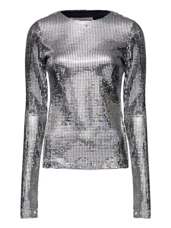 MAISON MARGIELA Metallic Long Sleeve Top - Silver