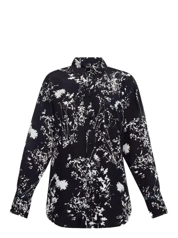 Victoria Beckham Floral Print Silk Shirt - Black