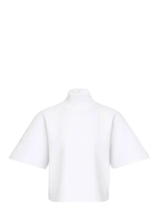 Alaïa Ribbed High Neck Short Sleeve T-shirt - White