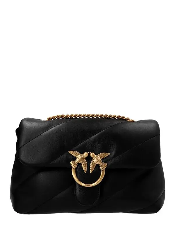 Pinko Love Classic Puff Logo Plaque Shoulder Bag - Black