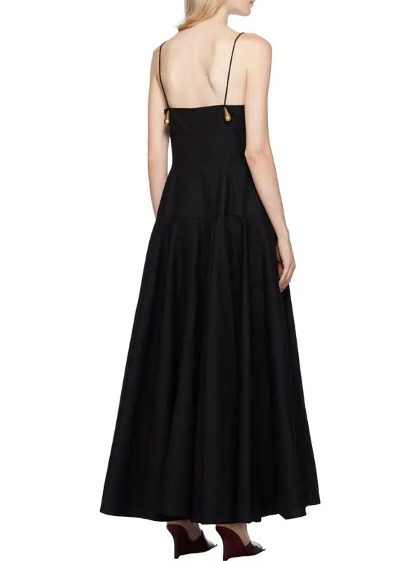 Bottega Veneta Long Cotton Dress With Metal Teardrop Details - Black