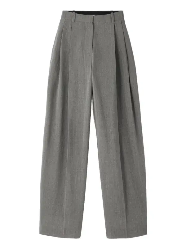Jacquemus High Rise Pleated Wide Leg Trousers - Grey