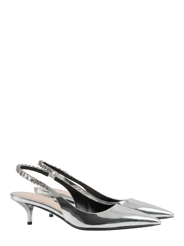 Gucci Signoria Slingback Pumps With Embellished Straps - Silver