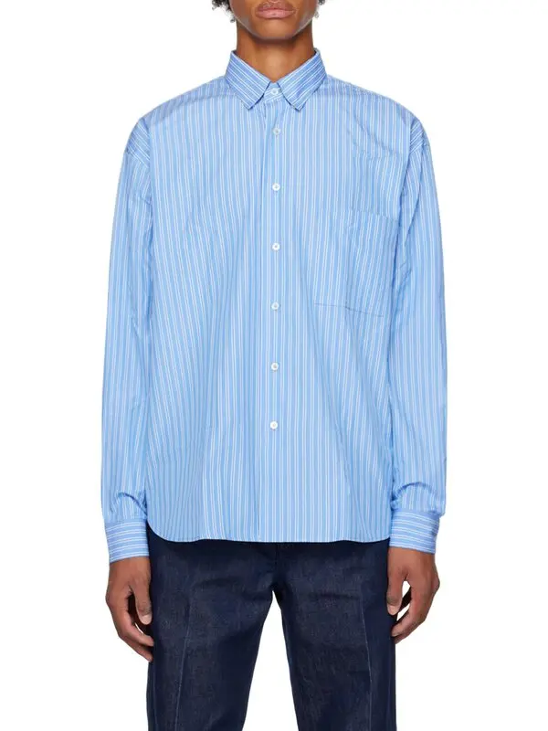 LANVIN Striped Straight Hem Shirt - Blue