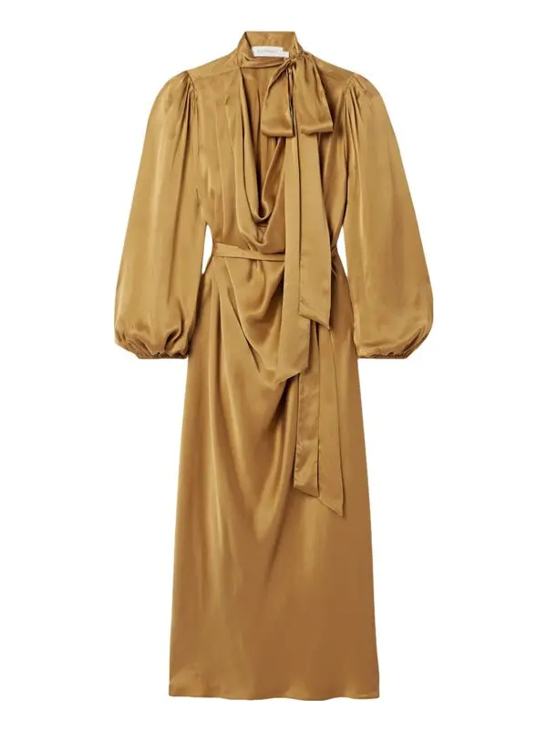Zimmermann Bow Detail Midi Dress - Brown