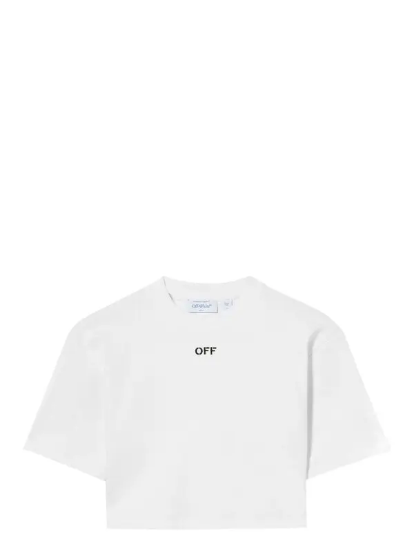 Off-White Off Stamp Ribbed Cropped T-shirt - White