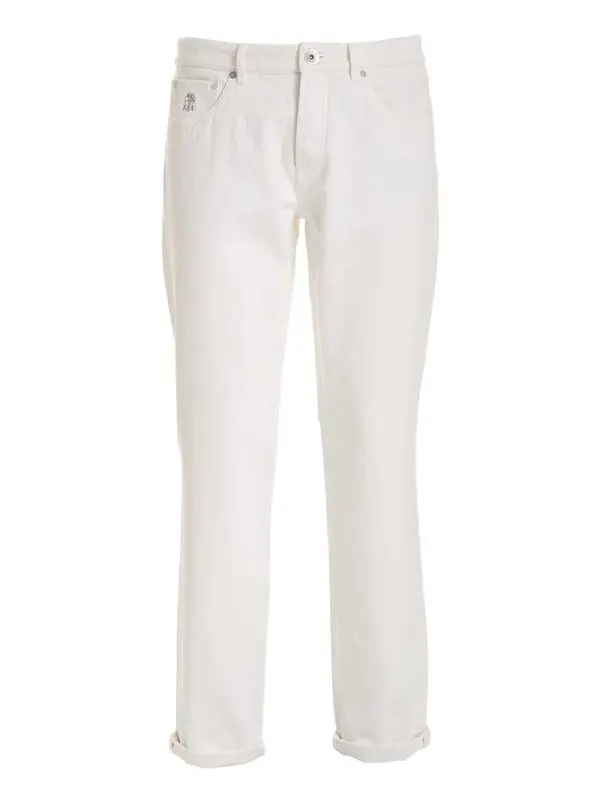 Brunello Cucinelli Mid-waist Straight-leg Jeans - White