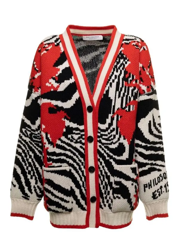Philosophy Di Lorenzo Serafini Zebra-pattern Virgin Wool Cardigan - Multicolor